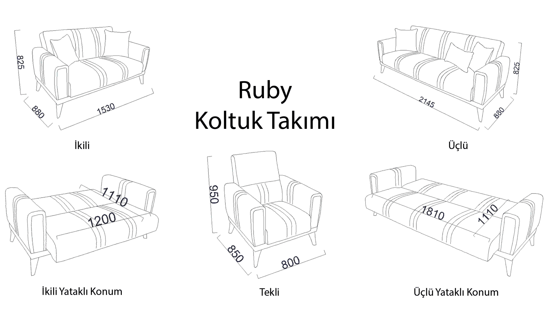 Ruby İkili Koltuk | Bellona Mobilya