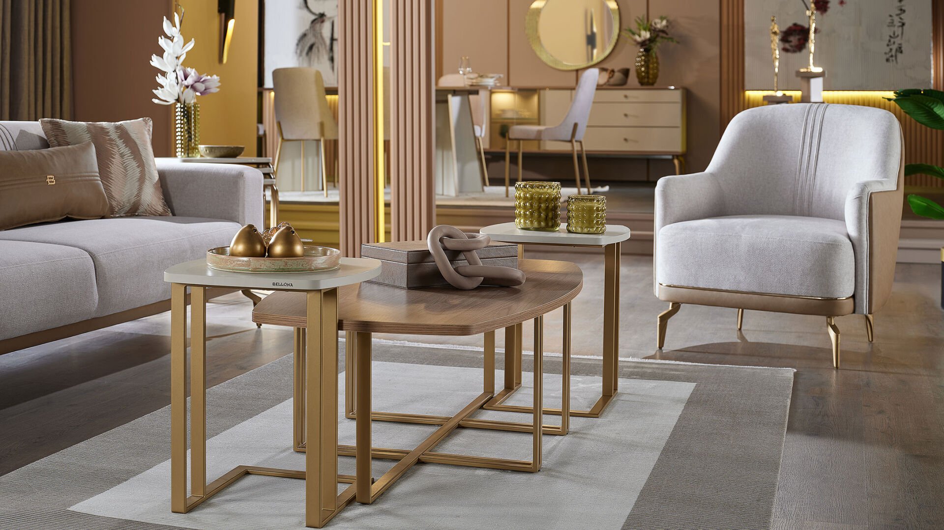 Montella Berjer - Vizon - Kahve - Sarı Ayak | Bellona Mobilya