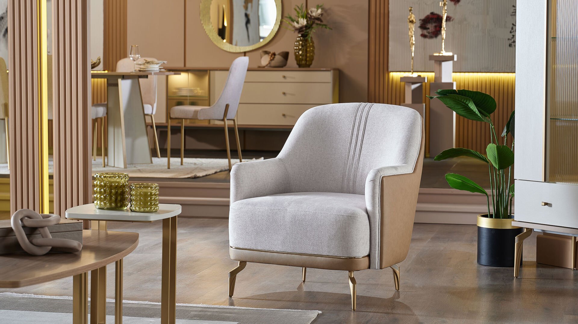 Montella Berjer - Vizon - Kahve - Sarı Ayak | Bellona Mobilya