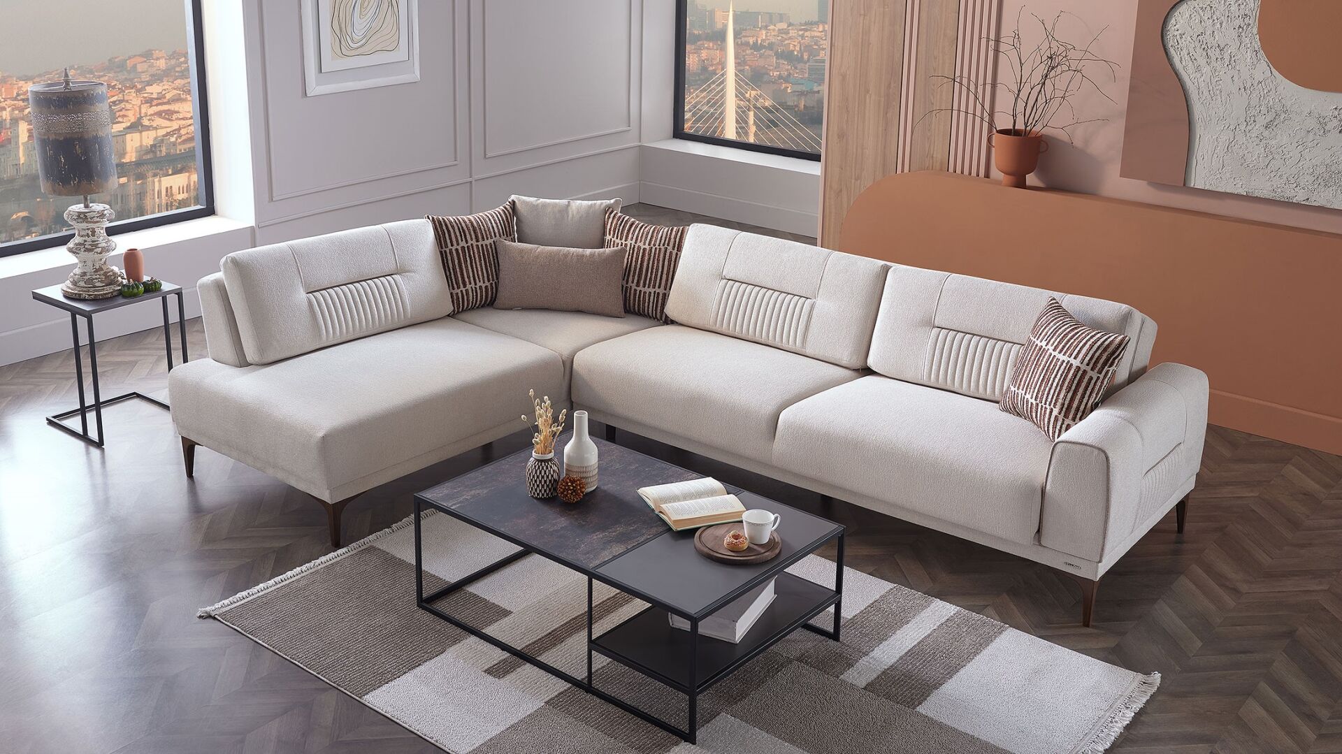 Seul Sağ Köşe - Krem | Bellona Mobilya