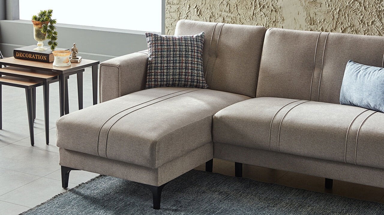 Ruby S Uzanmalı Köşe Sağ Koltuk - Krem | Bellona Mobilya