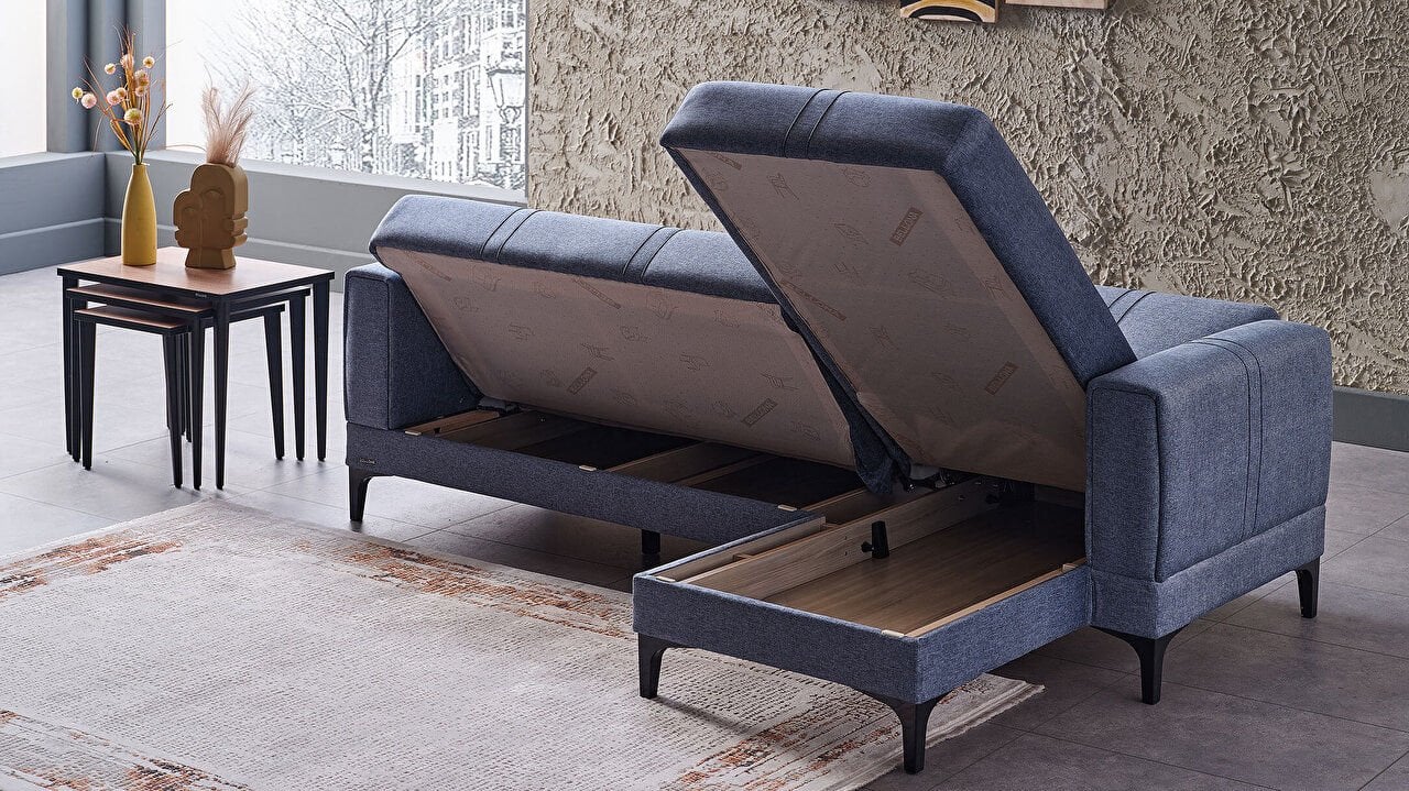 Ruby S Uzanmalı Köşe Sol Koltuk - Lacivert | Bellona Mobilya